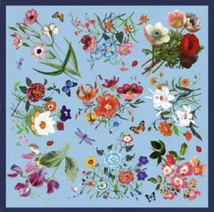 LAZYJACK PRESS La Vie En Rose Italian Silk Scarf - Blue