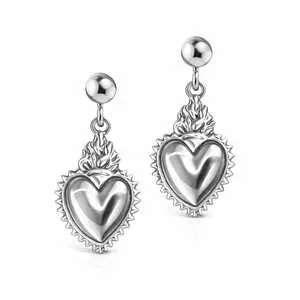 UNALOE Sterling Heart Drop Stud Earrings - Silver