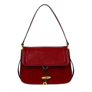 TIME RESISTANCE Leather Flap Shoulder Bag - Red
