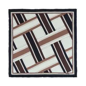 LOST PATTERN Black / Brown X Leatherology Silk Pocket Square - Black/brown