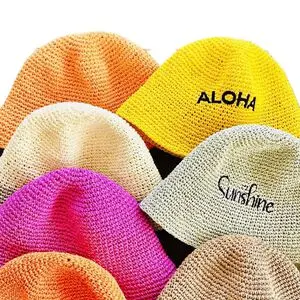 SPRINGMOONATELIER Hand-woven Paper Yarn Bucket Hat - Orange