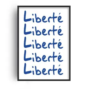 FANCLUB Liberté French Handwritten Art Print A2 - Blue