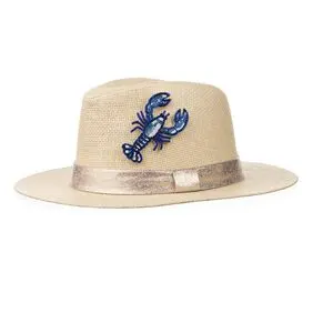 LAINES LONDON Woven Straw Hat With Embellished Brooch - White