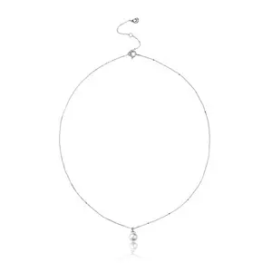 MISS CECILIA Pearl Chain Necklace - Silver