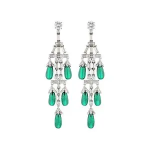 STEPHANIE BROWNE AUSTRALIA Swanson Emerald Drop Earrings - Silver