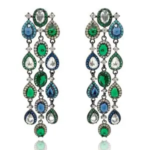 MICHAEL NASH JEWELRY Multi-stone Clip On Earrings - Blue