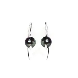 LEE RENEE Pearl Claw Earrings - Black/silver