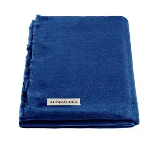 ALPACA LOCA Slim Scarf Shawl Bright Alpaca Wool - Blue