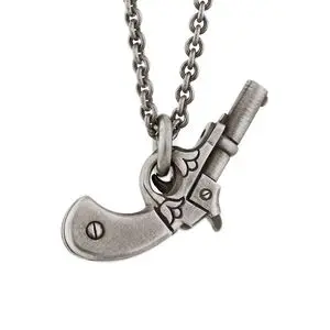 SNAKE BONES Gun Pendant In Sterling - Silver