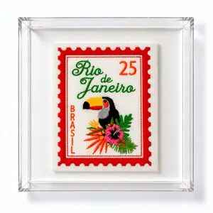 LILLY LOVES Red / Gold Rio De Janiero Embroidered Artwork Print - Red/gold