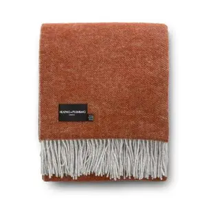 HEATING & PLUMBING LONDON Grey / Red The Loft Pure New Wool Throw Reversible Brick / Grey