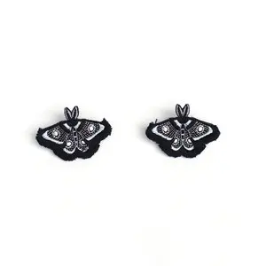 NANA WATANABE Moth Winged Embroidered Earrings Black