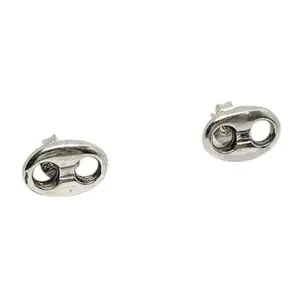 TG-JEWELLERY BY TAMARA GERVASIO Stud Anchor Link Earrings - Silver/black
