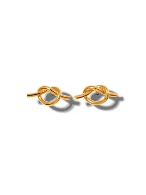 JAREDJAMIN Why Knot Stud Post Earrings In 18k Plate - Gold