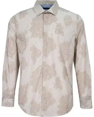 LORDS OF HARLECH Nigel Cutout Oxford Shirt Pumice - Brown