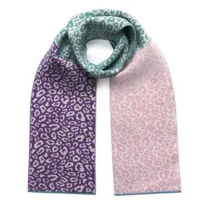 INGMARSON Leopard Block Colour Wool & Cashmere Scarf Pastel