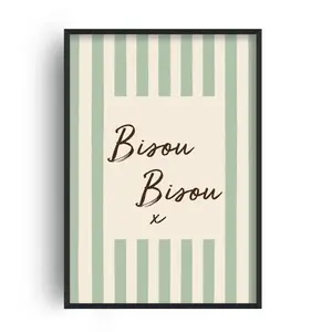 FANCLUB Neutrals Retro Striped Bisou Art Print - Green