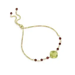 MOUNIR LONDON Cushion Cut Gemstone Slider Bracelet - Red/gold/yellow