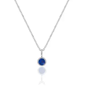 A WEATHERED PENNY Birthstone Pendant Necklace - Blue/silver