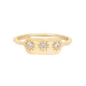 ZOHREH Diamond Starburst 9k Signet Ring - Gold