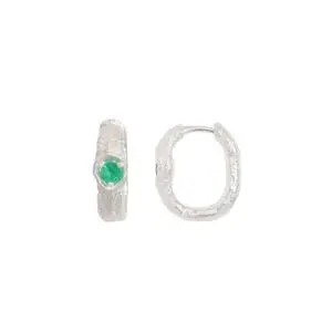 CLAIRE HILL DESIGNS Emerald Branch Hoop Earrings - Silver