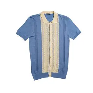 EIGHT X Tony Knit Short Sleeve Shirt - Blue