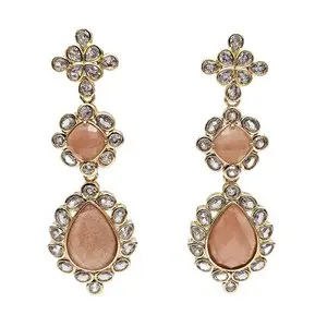 FARRA Sunstone Setting Statement Earrings - Orange