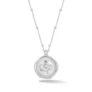 DOWER & HALL Thistle Talisman Pendant Necklace - Silver
