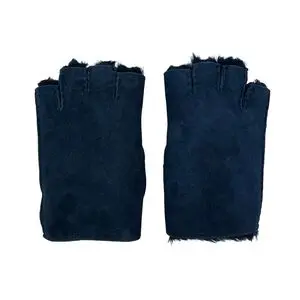 OWEN BARRY Fingerless Sheepskin Gloves - Blue