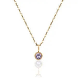 A WEATHERED PENNY Gold Plated February Birthstone Necklace - Gold/yellow