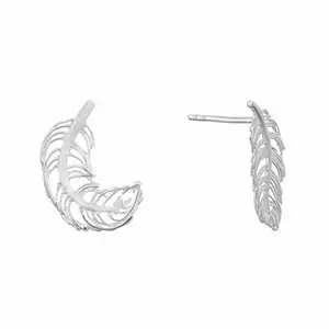 LILY CHARMED Sterling Feather Stud Earrings - Silver