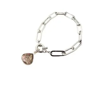 HARFI Pink Tourmaline Paperclip Bracelet - Gold/pink
