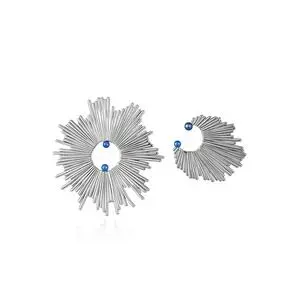 RETRO CHIC Dandelion Earrings - Silver/blue