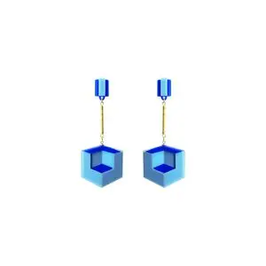 GISSA BICALHO Acrylic Double Cube Pendant Earrings - Blue