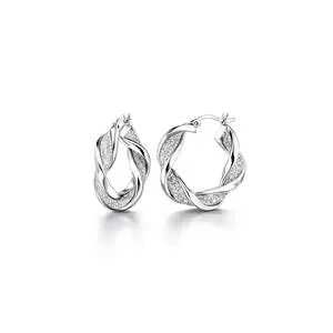 GOLD & HONEY Glitter Twist Hoop Earrings - Silver