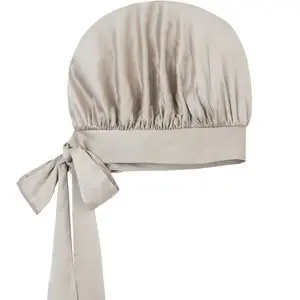 MAMU DREAM Oversized Silk Bonnet With Tie Detail - Beige