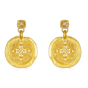 LONI PAUL JEWELRY Filigree Coin Dangle Earrings - Gold