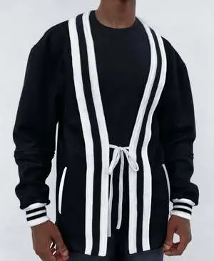 COOL CREATIVE Kimono Varsity Cardigan With Zip-off Sleeve