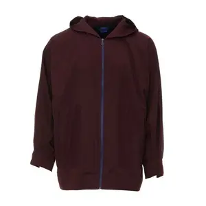 MOE Name Burgundy Textured Wool Zip Hooded Jacket
