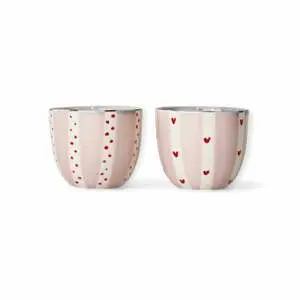 Lali Design Studio Enjoy Handmade Espresso Mugs Set Of Two Porcelain - Pink