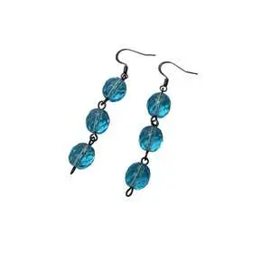 AMY DELSON JEWELRY Faceted Crystal Drop Earrings - Black/blue