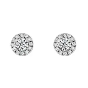 AUGUSTINE JEWELS Birthstone Halo Diamond Stud Earrings - White