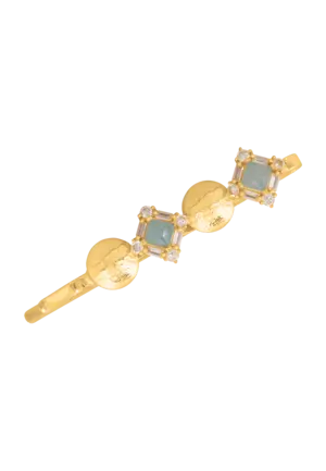LAVANI JEWELS Elara Aquamarine Hairpin - Gold/blue