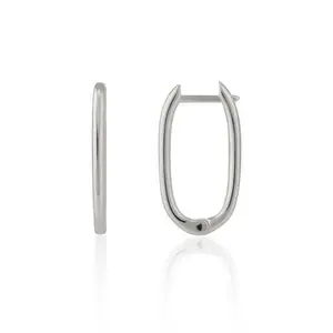 SPERO LONDON Oval Rectangular Hoop Earring - Silver