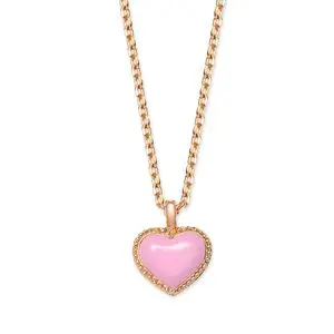Grossé Pink Enamel Heart Necklace - Gold