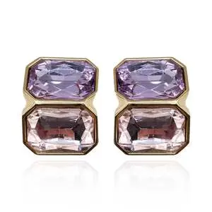 MICHAEL NASH JEWELRY Clara Double Stone Clip Earrings - Pink