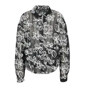 FREAKY NATION Floral Embroidered Mesh Jacket - Black