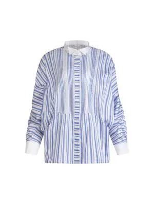 HELENE GALWAS Biancare Oversized Striped Cotton Blouse