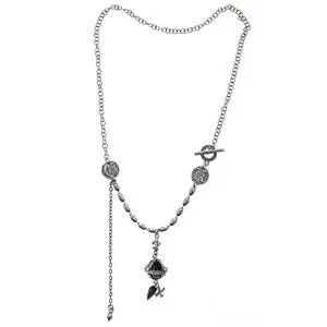 GEM KINGDOM Royal Orb Necklace With Hawkeye Bead - Silver/black