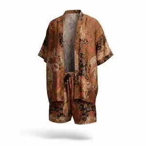 ORIGIN OF HEARTS Neutrals / Tarua Resort Kimono Co-ord Set - Red
